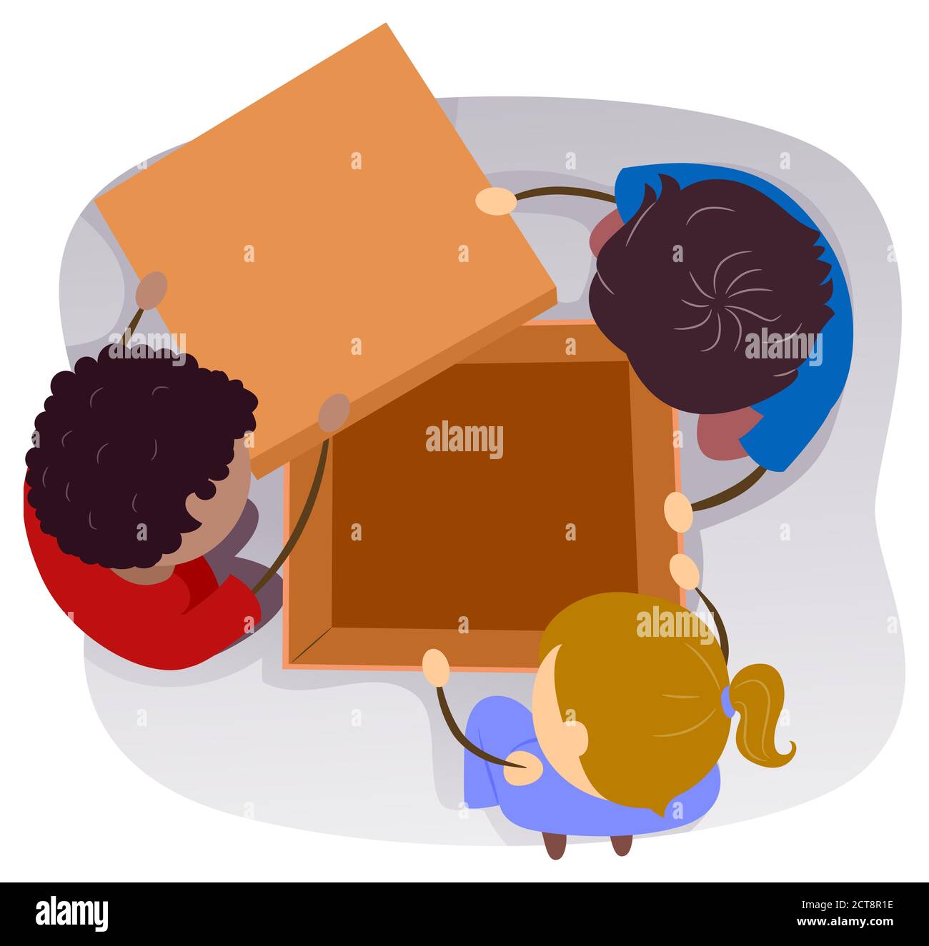 Illustration of Stickman Kids Opening a Big Box with Nothing Inside ...