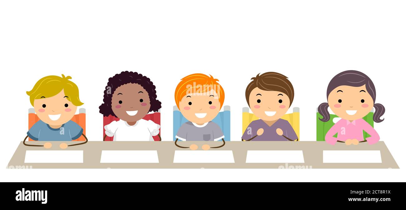 Illustration of Stickman Kids Sitting Down as Judges with Blank Paper ...