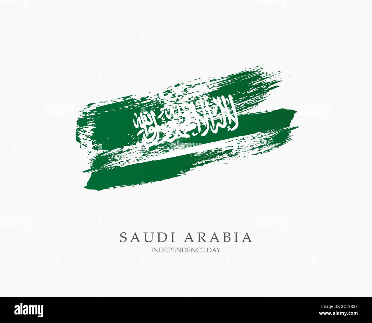 Flag of Saudi Arabia Brush strokes drawn by hand Vector illustration on ...