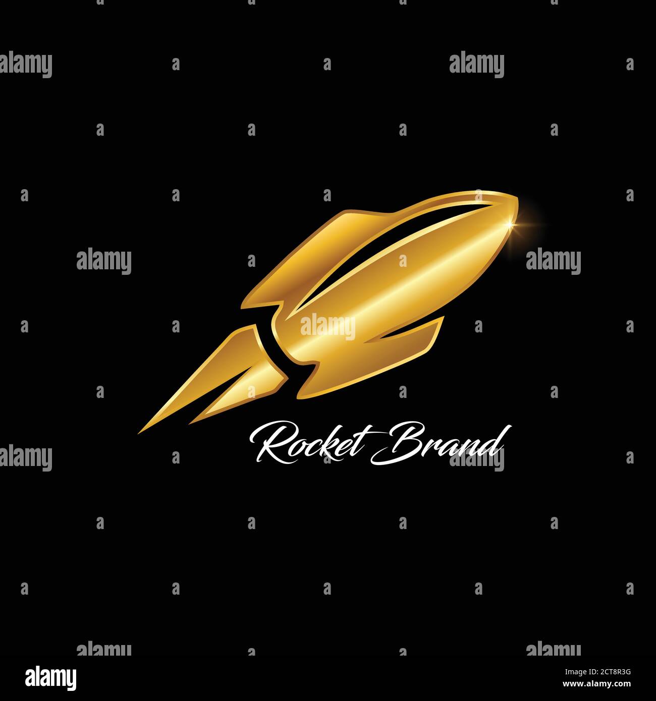 A vector illustration logo of Golden Rocket Logo Sign with black ...