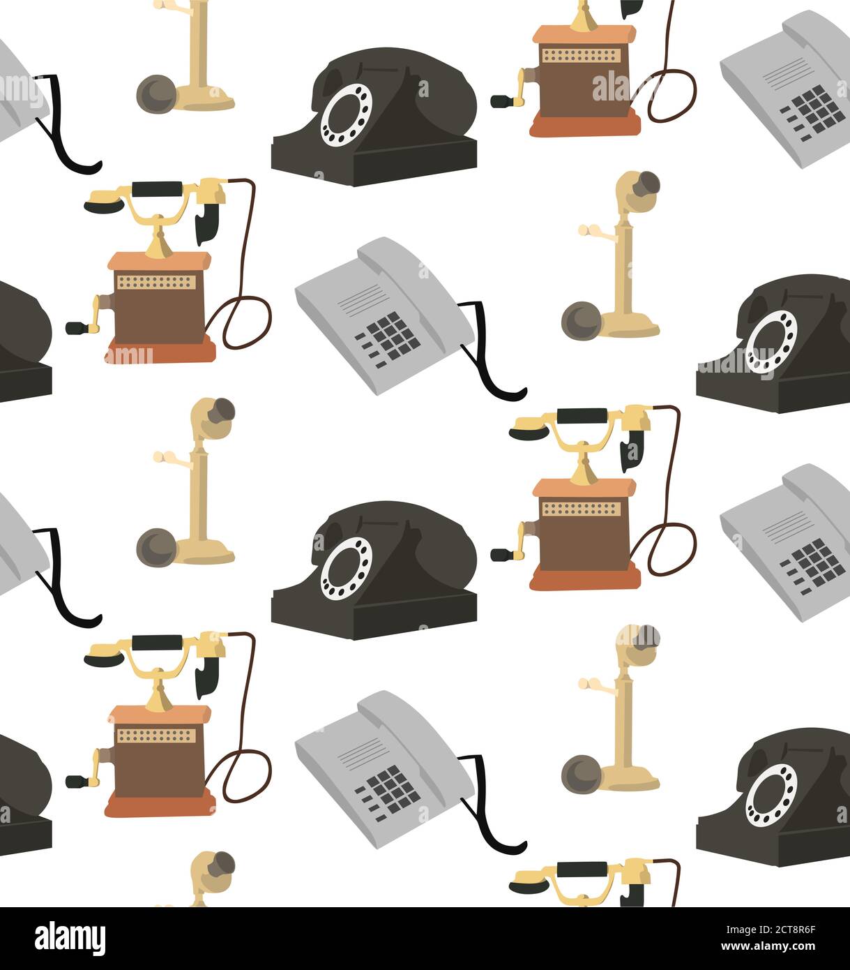 Seamless texture with old and new phones. Background objects ...