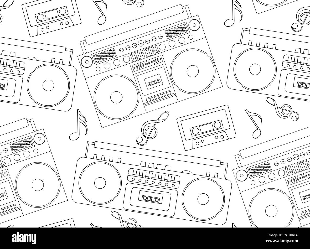 Boombox Drawing With Music Notes