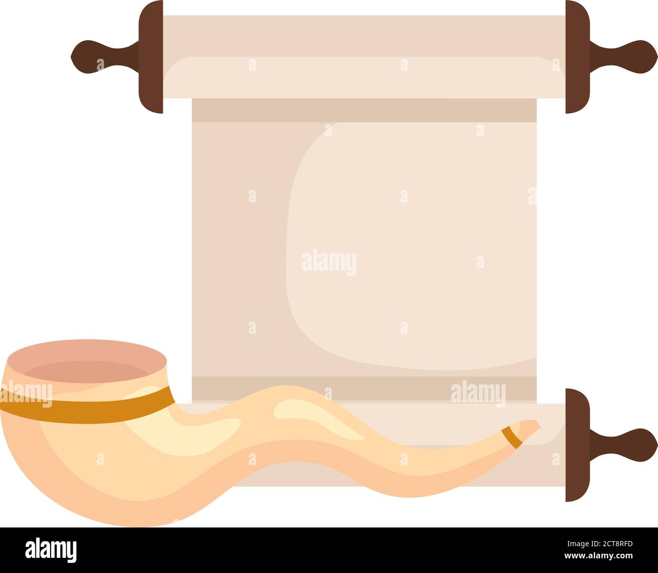 papyrus scroll with shofar horn, on white background vector ...