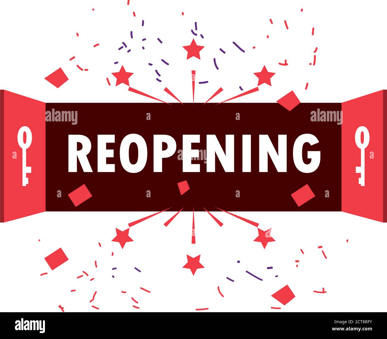 reopening on benner with keys detailed style icon design of shopping ...