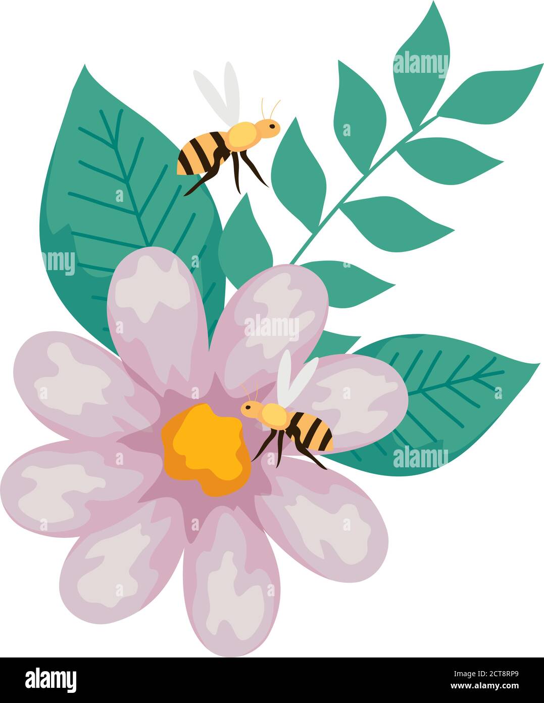 flower with bees flying, on white background vector illustration design ...