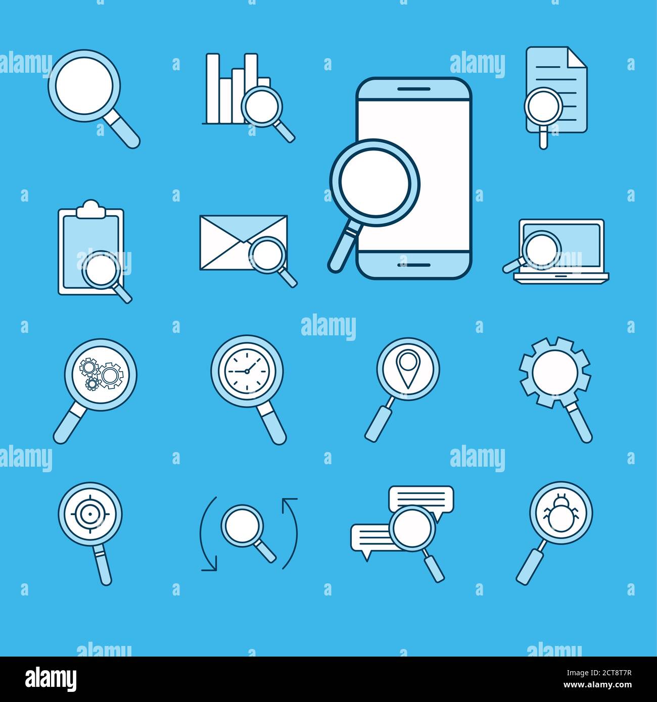 lupe and search line and fill style icon set vector design Stock Vector Image & Art - Alamy