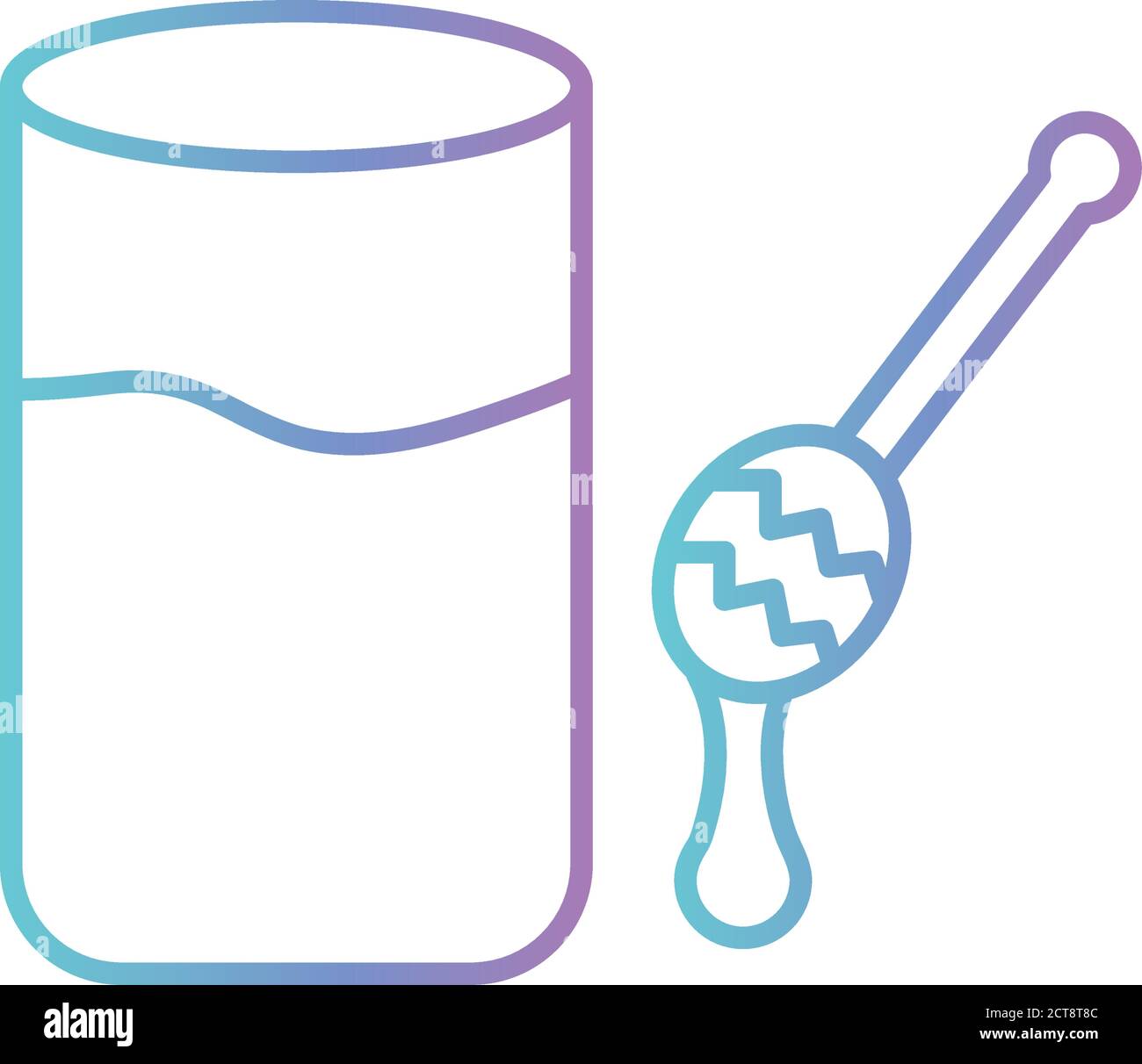 sleeping milk glass with honey stick gradient style icon vector design ...
