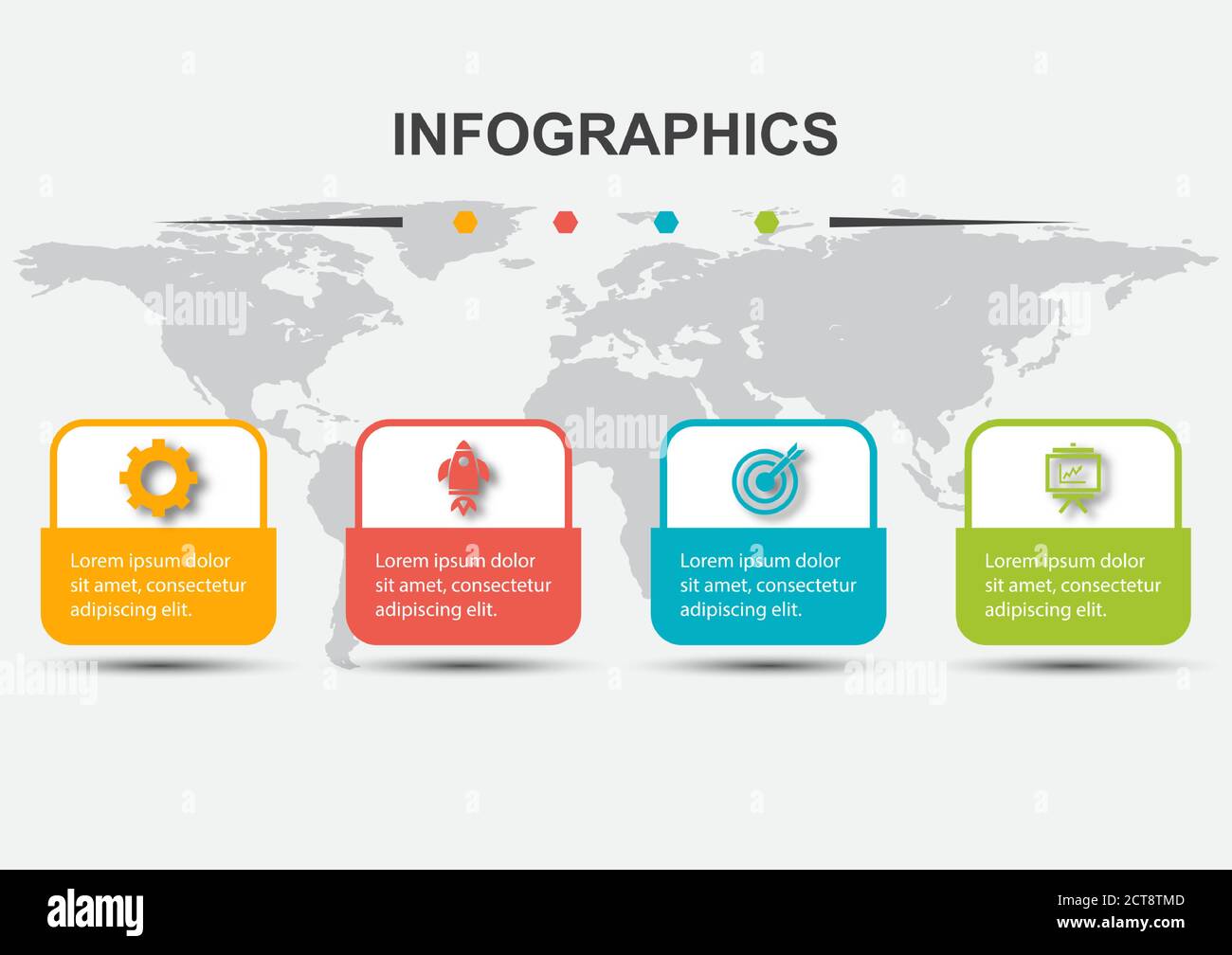 Infographic design template with 4 rounded rectangles, stock vector ...