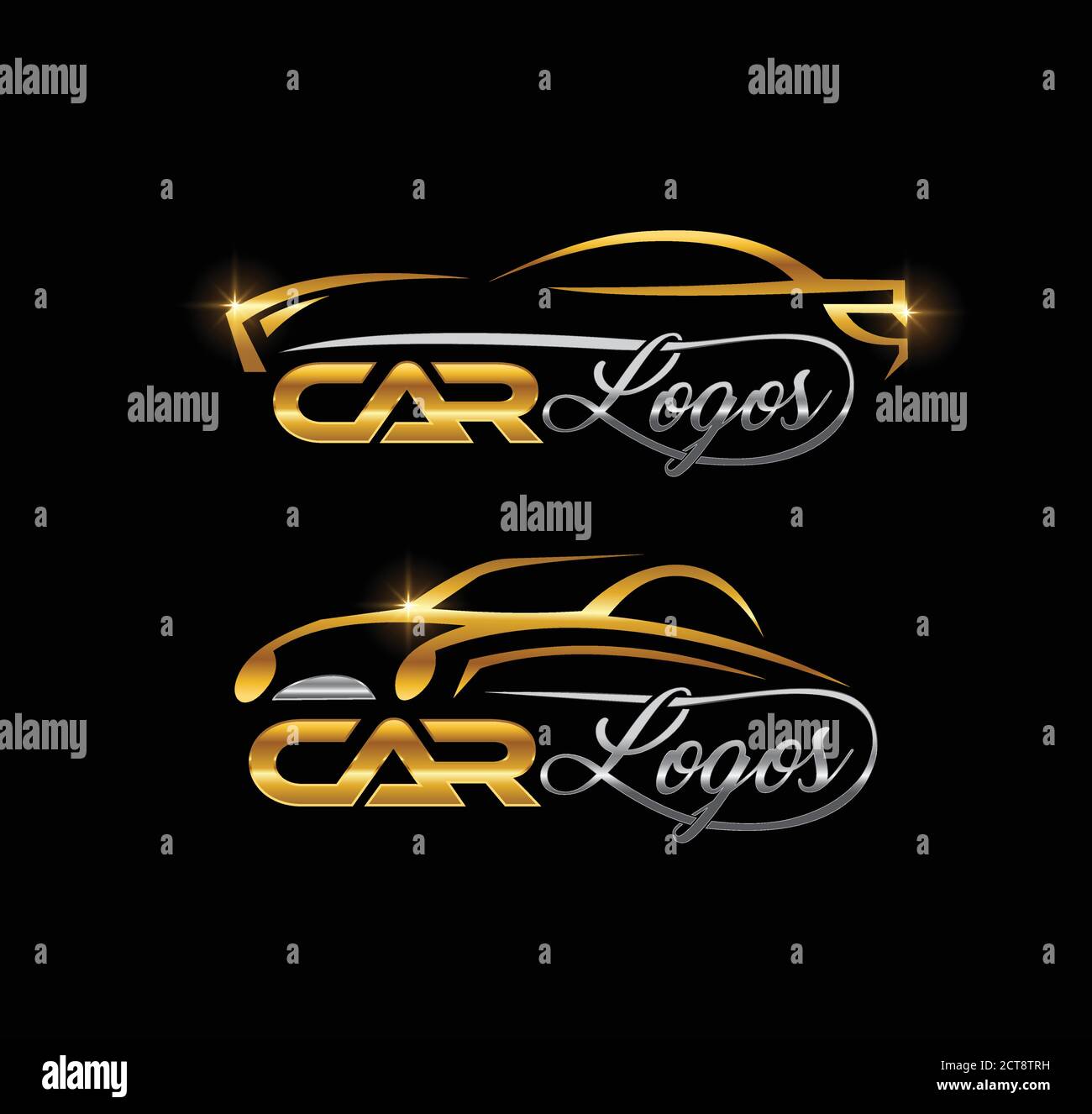 A vector illustratuion logo of Car Logo in gold and silver color Stock ...