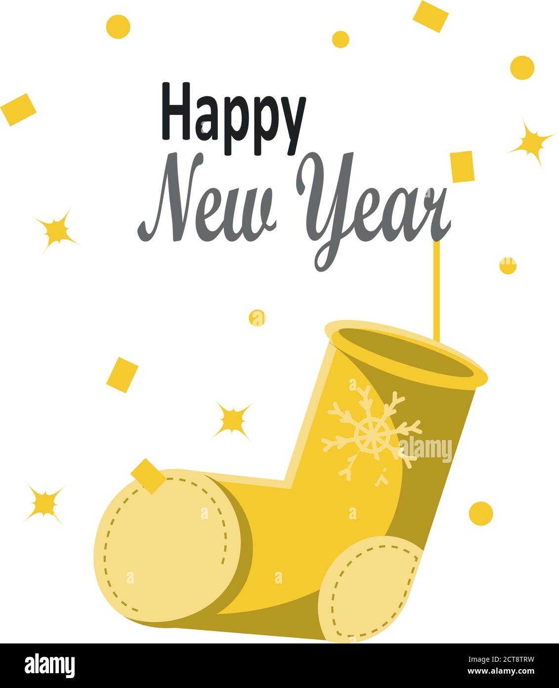 Happy new year with boot detailed style icon design, Welcome celebrate ...