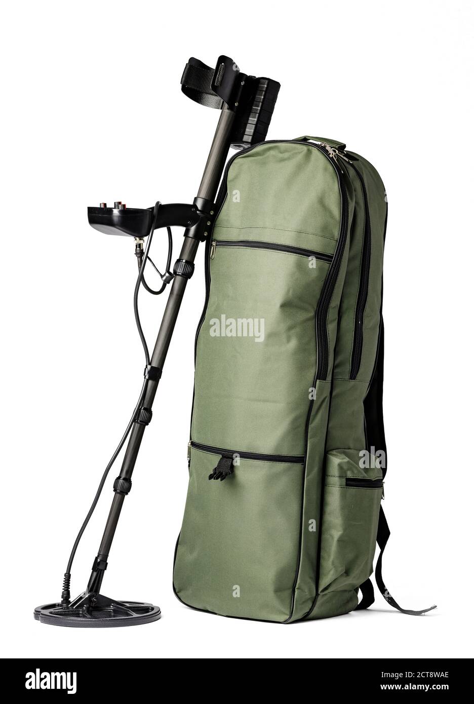 Metal detector and backpack isolated on white Stock Photo - Alamy