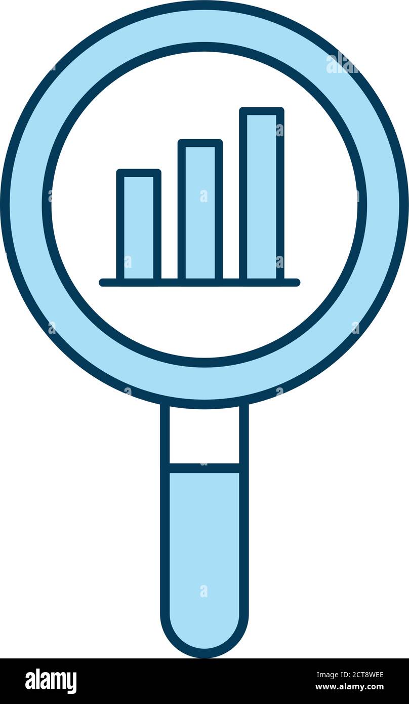 bars chart in lupe line and fill style icon vector design Stock Vector Image & Art - Alamy