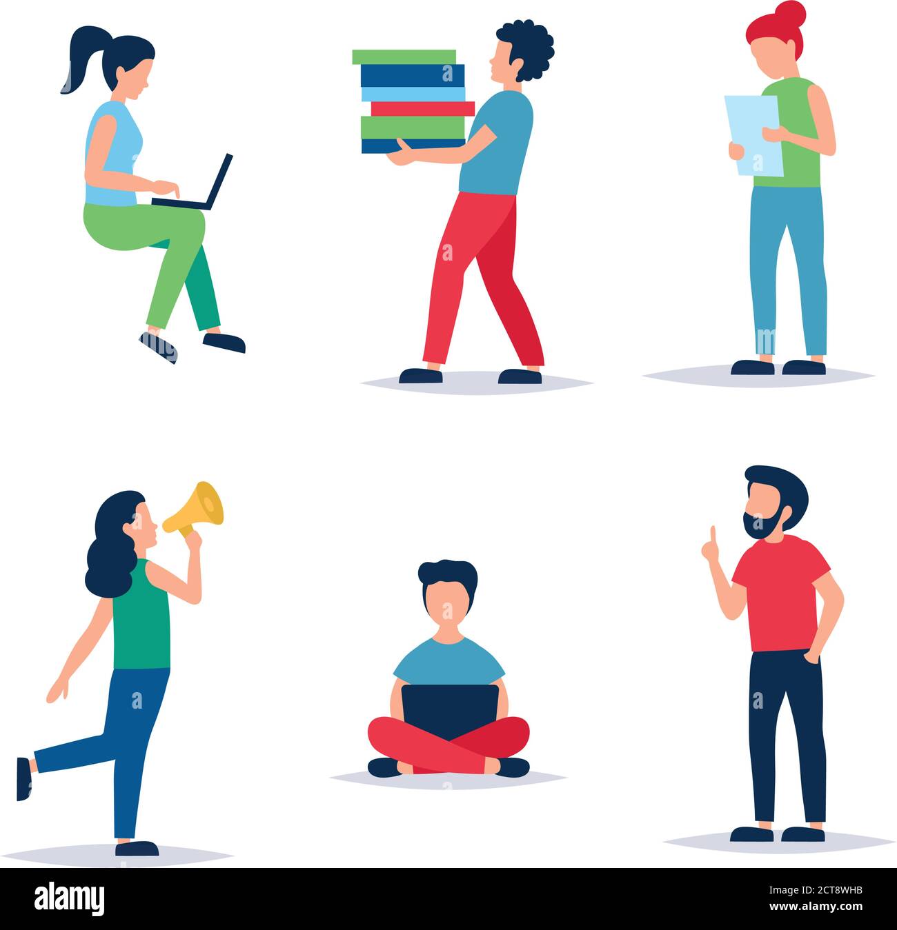 Different people doing various tasks. Vector illustration in flat style ...