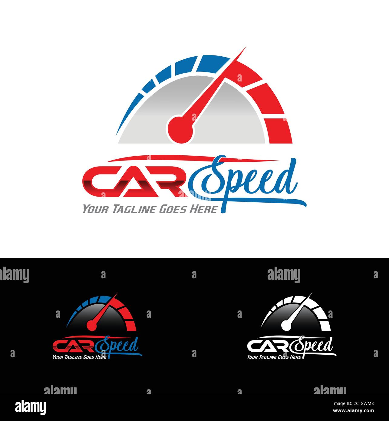 A vector illustration logo of Car Speed Logo in blue and red color ...