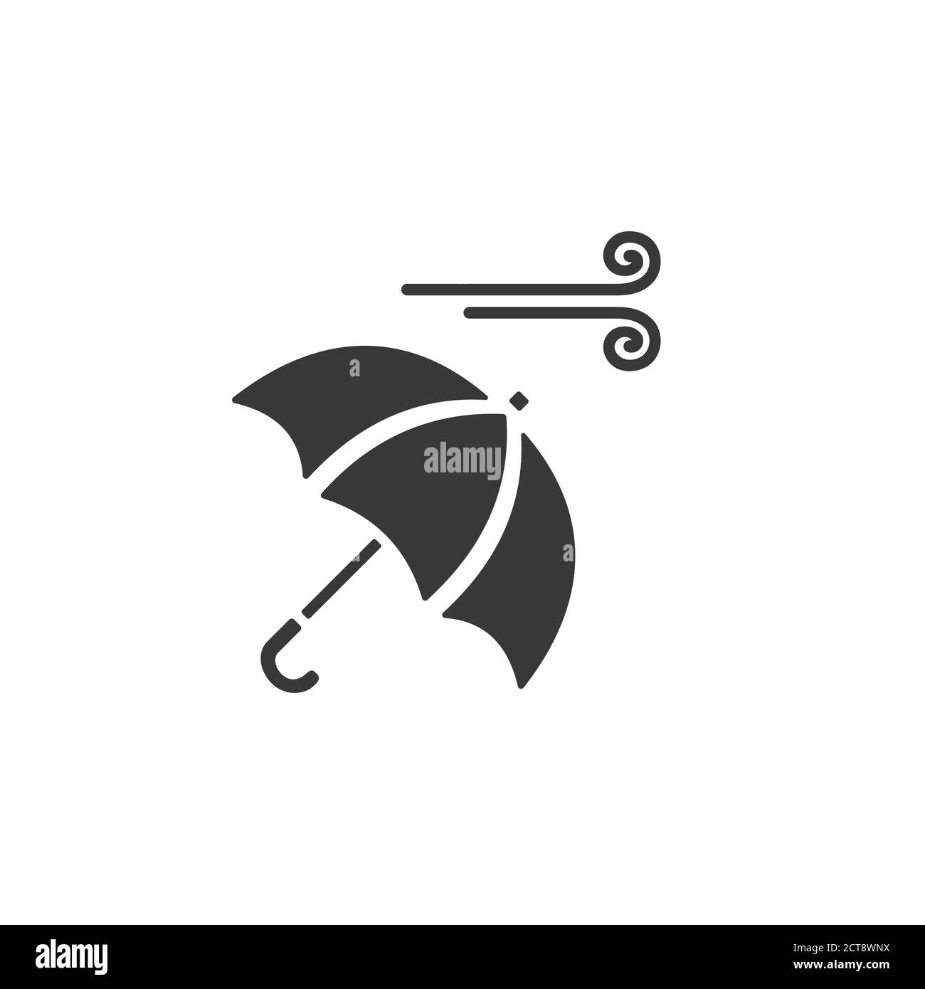 Umbrella and wind. Isolated icon. Weather glyph vector illustration ...