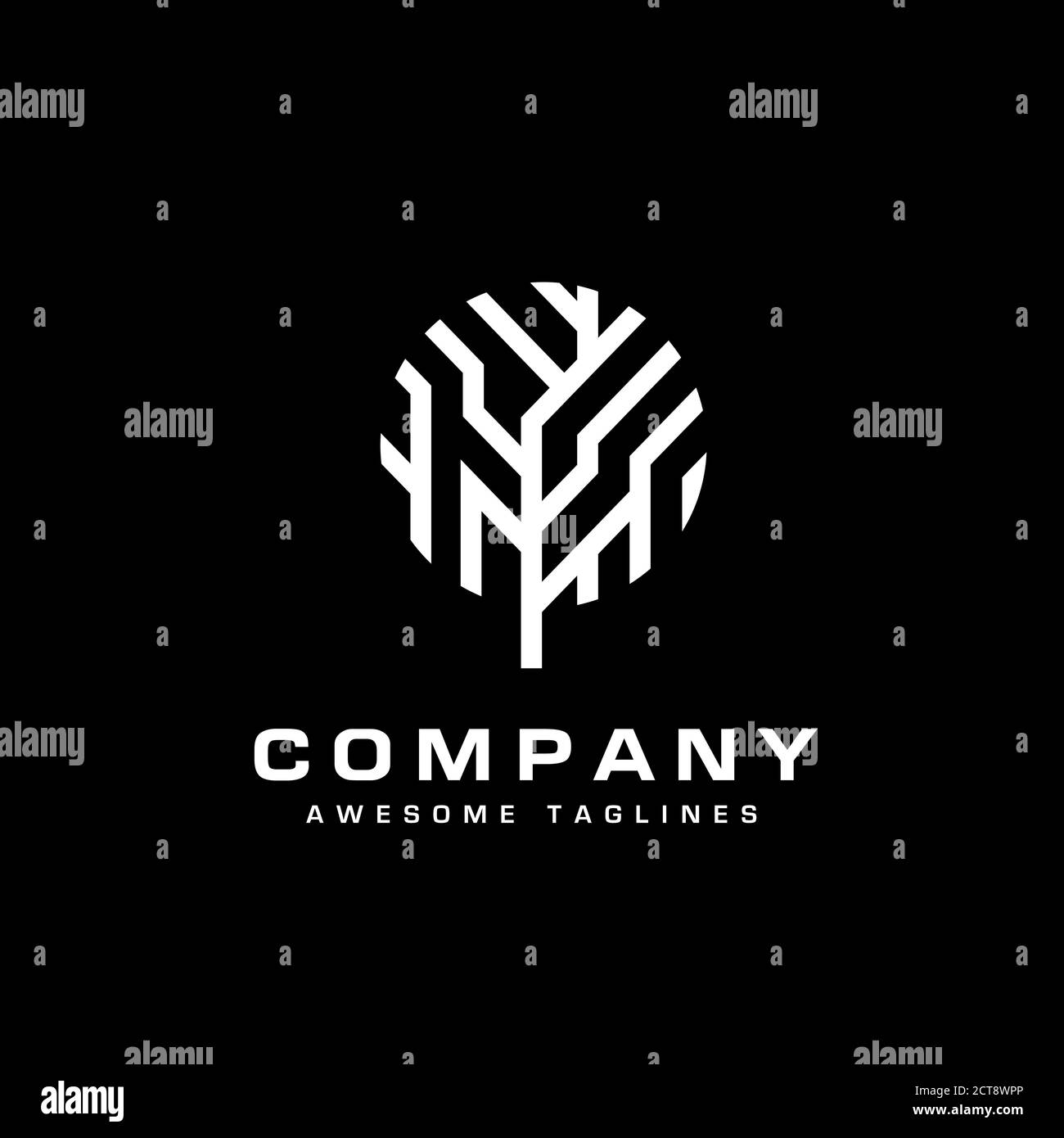 abstract simple geometric tree circle style logo vector concept ...