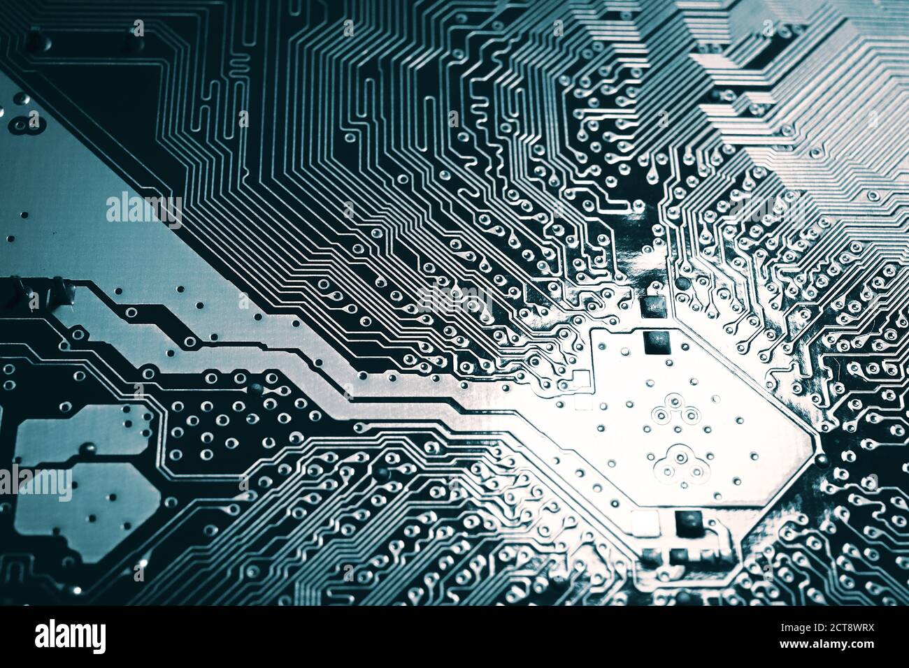 Blue electronic mother board circuit close up macro background Stock ...