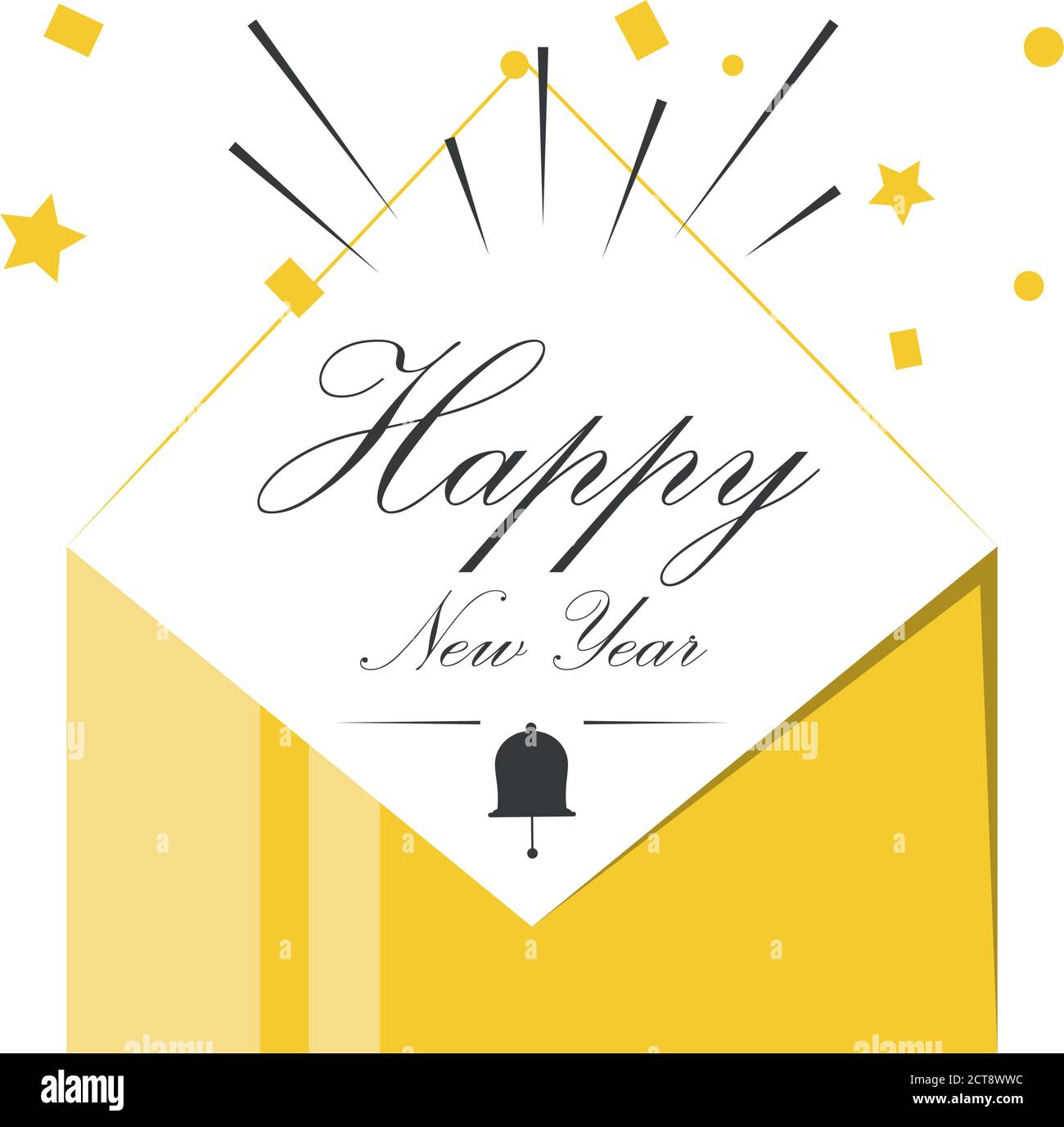 Happy new year with envelope detailed style icon design, Welcome ...
