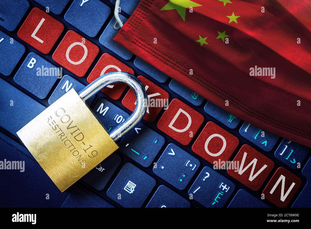 China COVID-19 coronavirus lockdown restrictions concept illustrated by ...