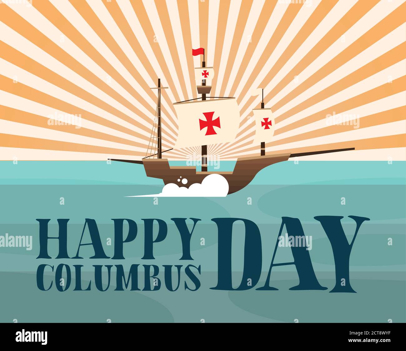 Columbus ship at the sea design of happy columbus day america and ...