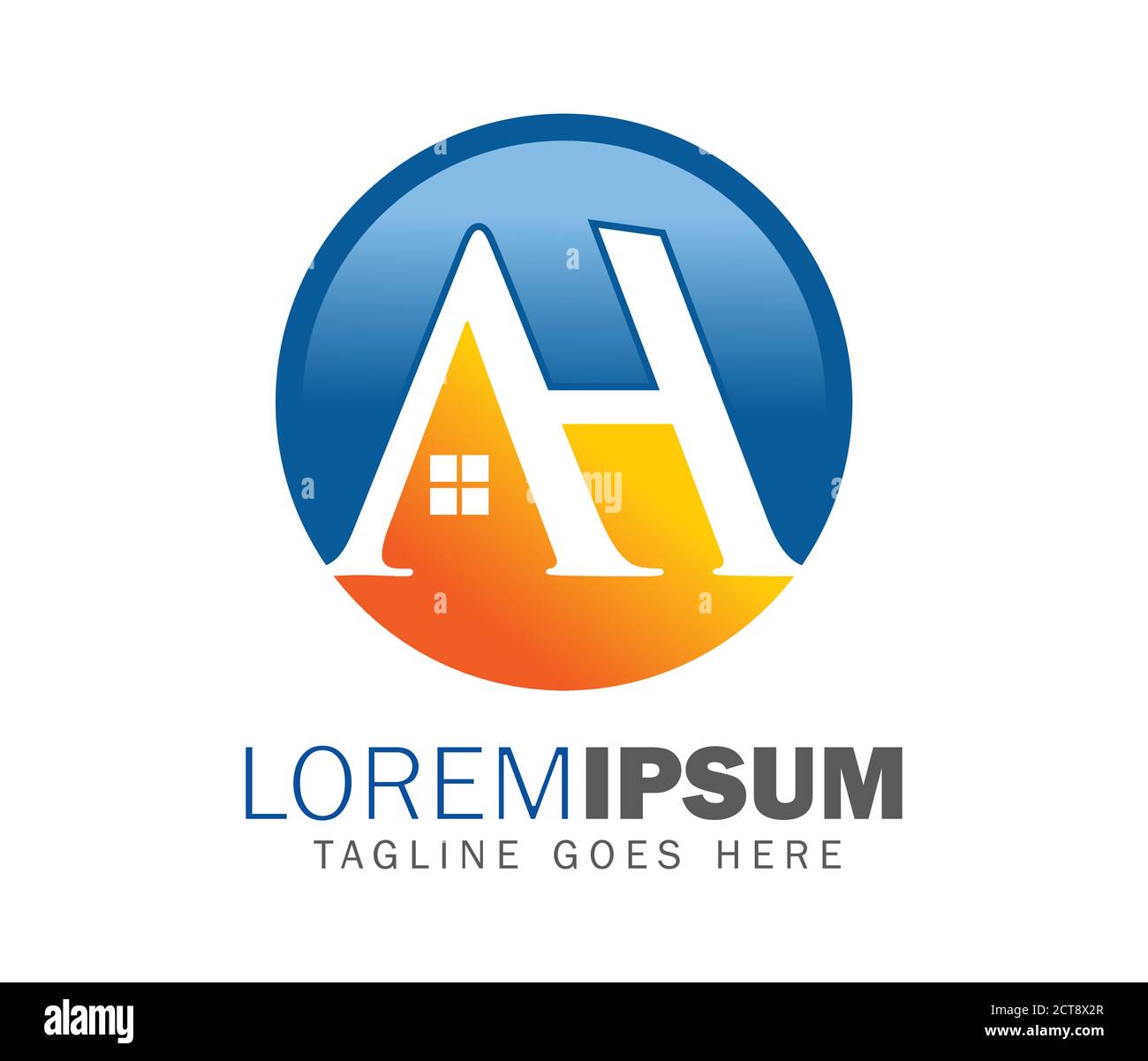 A vector illustration logo of AH monogram Initial home logo sign with ...