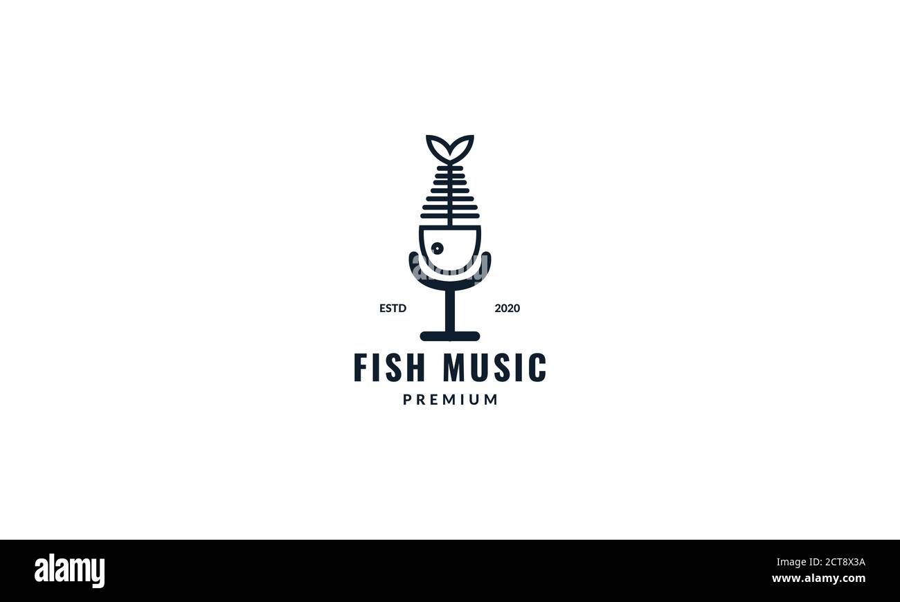 fish with music line logo icon vector illustration Stock Vector Image ...