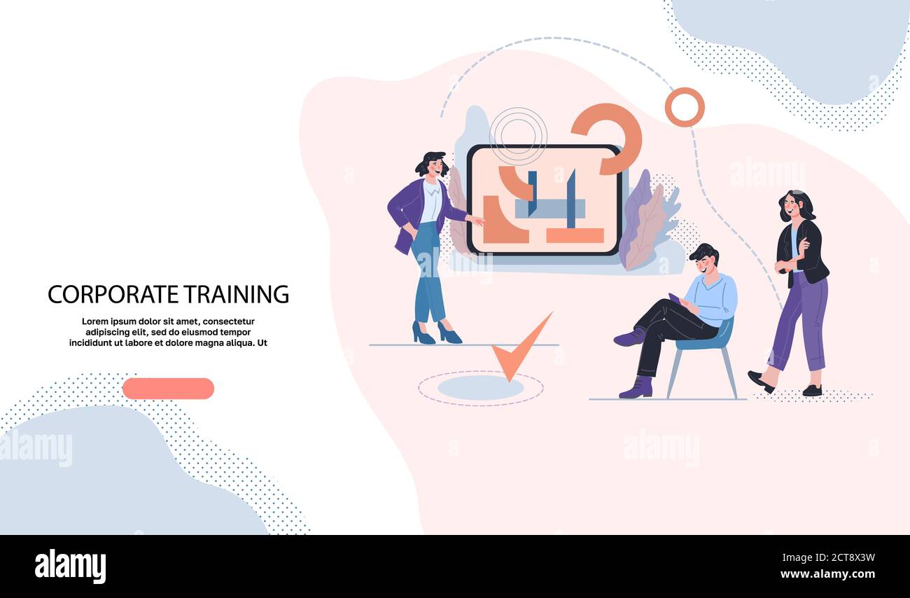 Corporate Training for company employees banner. Business woman ...