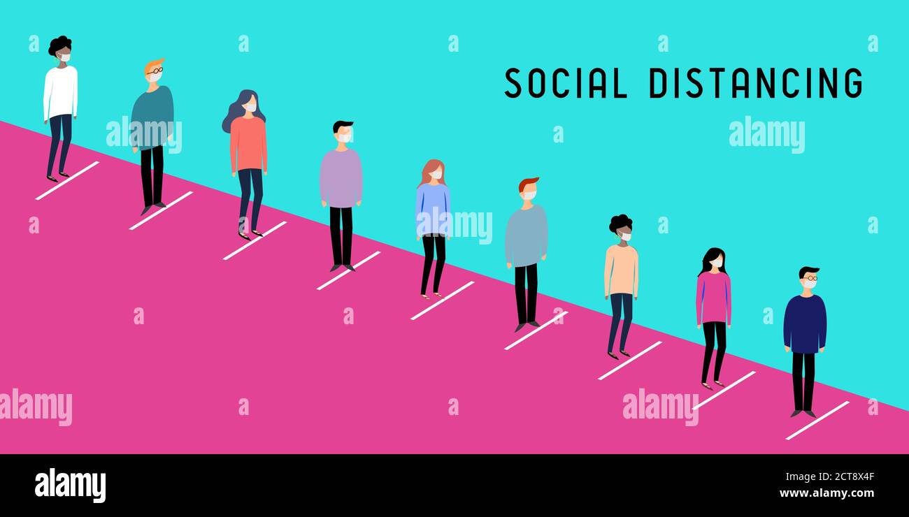 Social distancing, coronavirus prevention - vector illustration Stock ...