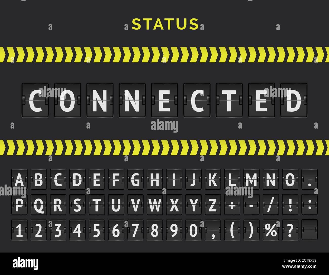 Vector flight info board of flights status as connected. Mechanical ...