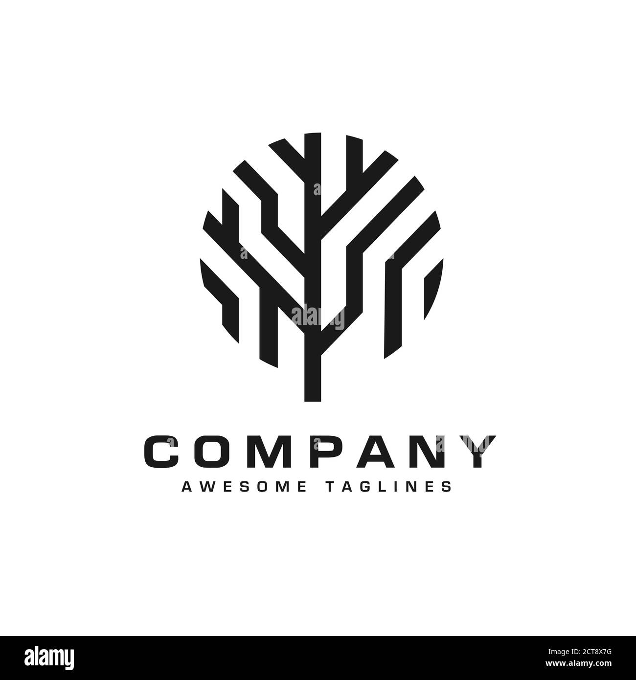 abstract simple geometric tree circle style logo vector concept ...