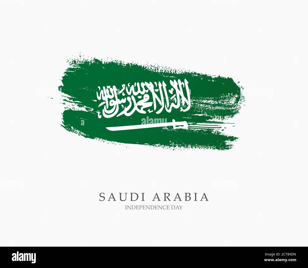 Flag of Saudi Arabia Brush strokes drawn by hand Vector illustration on ...