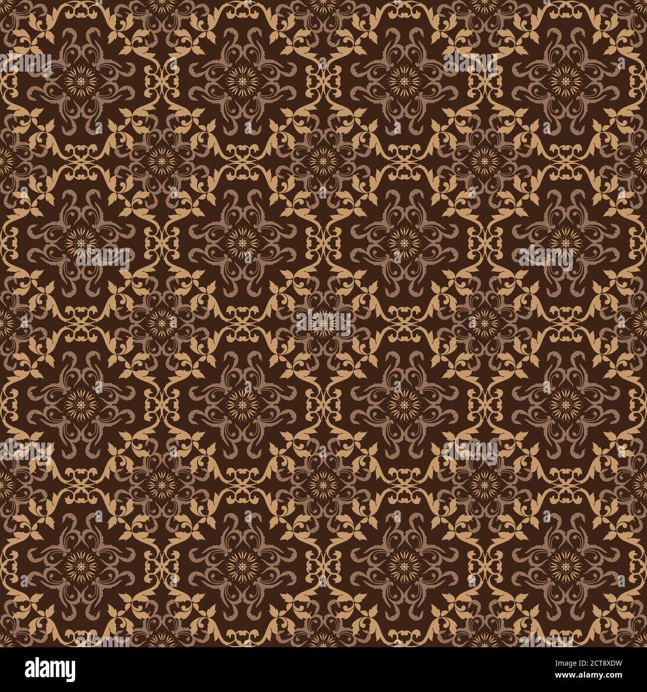 Vintage flower pattern on Jepara batik with smooth dark brown color ...