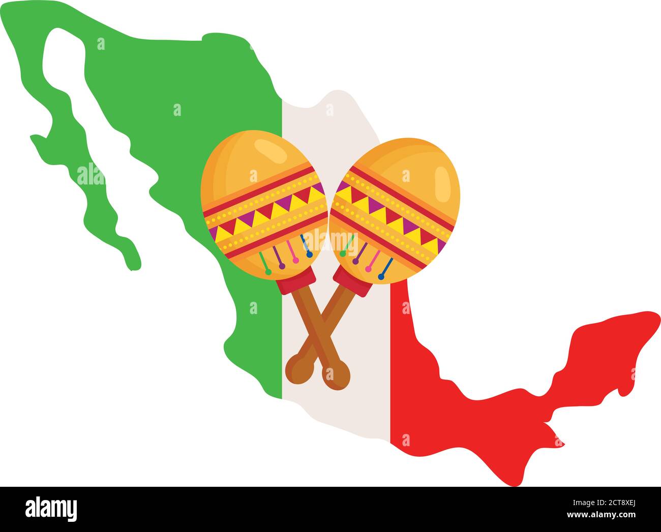 mexico map flag with maracas on white background Stock Vector Image ...