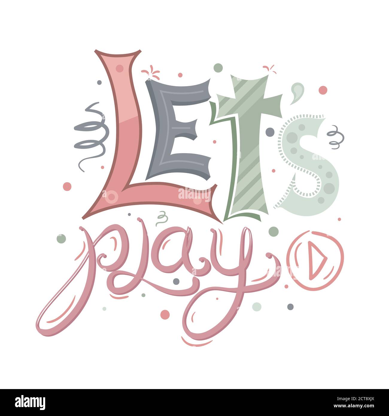 Multicolored lettering lets play with different patterns. Child vector ...
