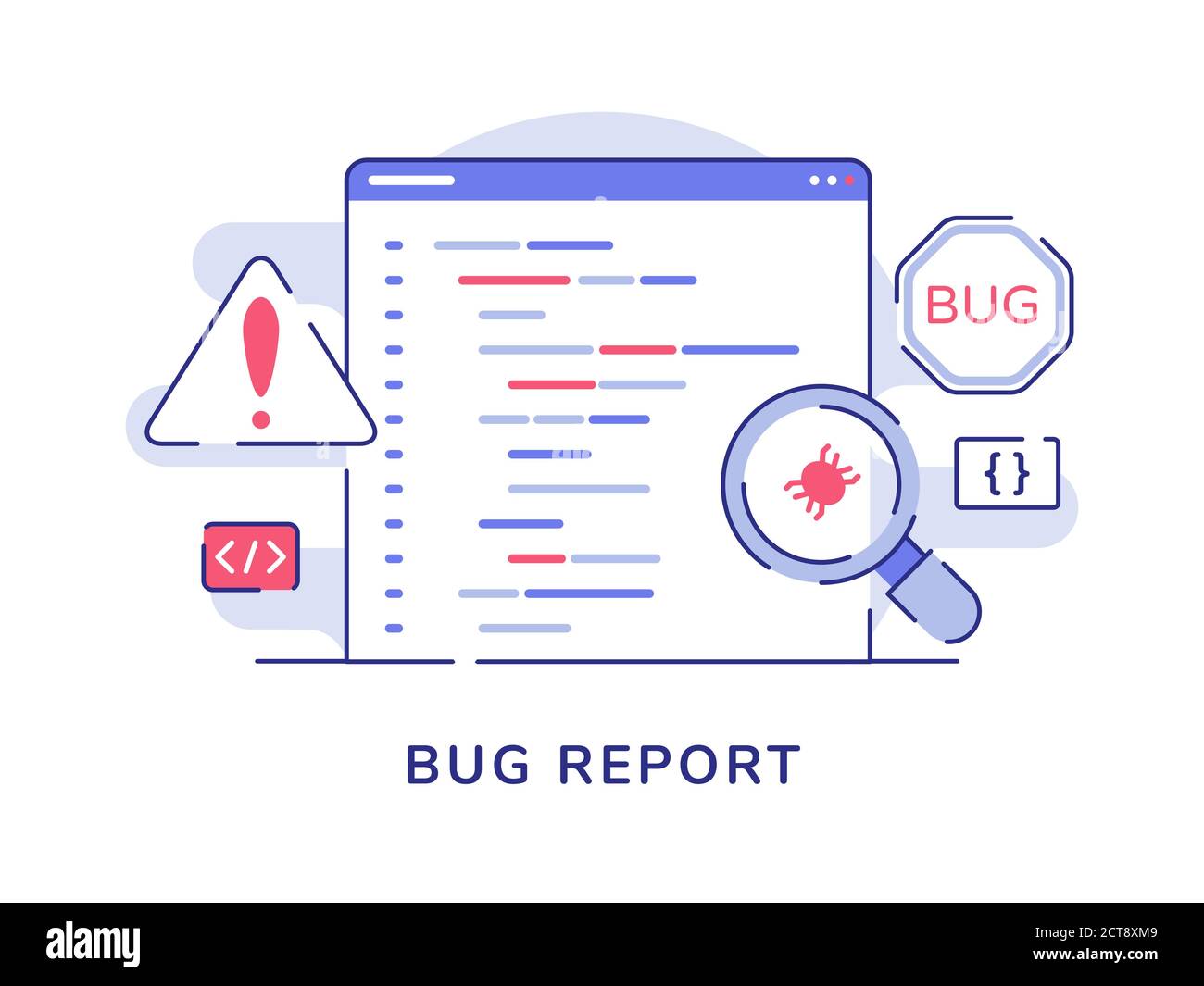 Bug Report Concept Magnifying Bug On Program Software Computer With
