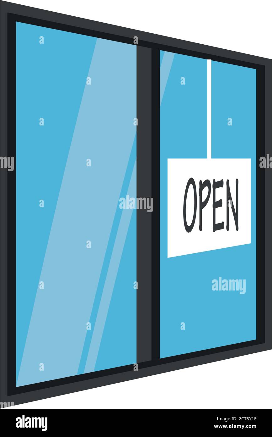 open advertising in window detailed style icon design of shopping and ...