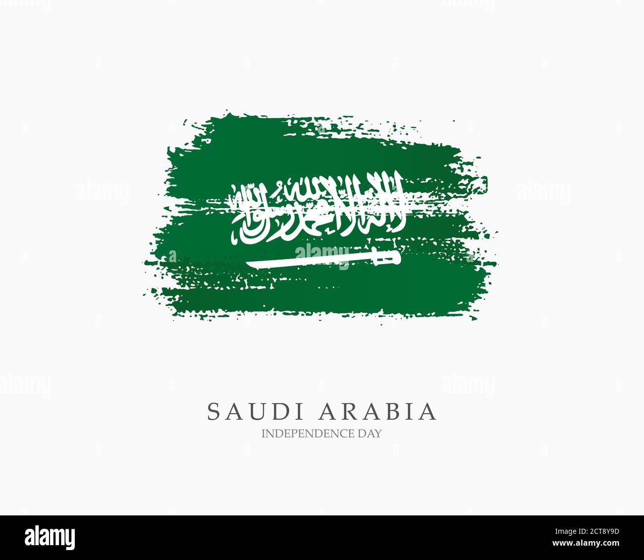 Flag of Saudi Arabia Brush strokes drawn by hand Vector illustration on ...
