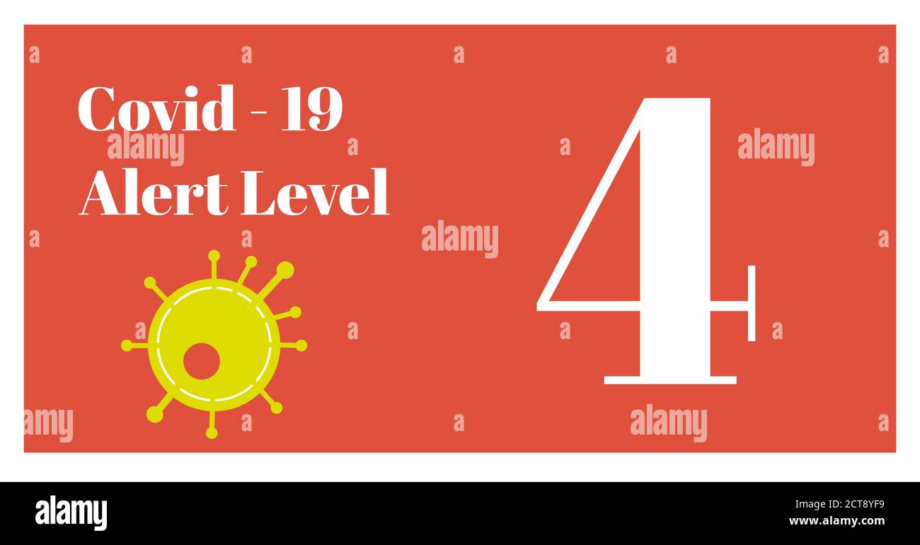 Covid-19 - Alert Level 4 vector Illustration on a red background Stock ...