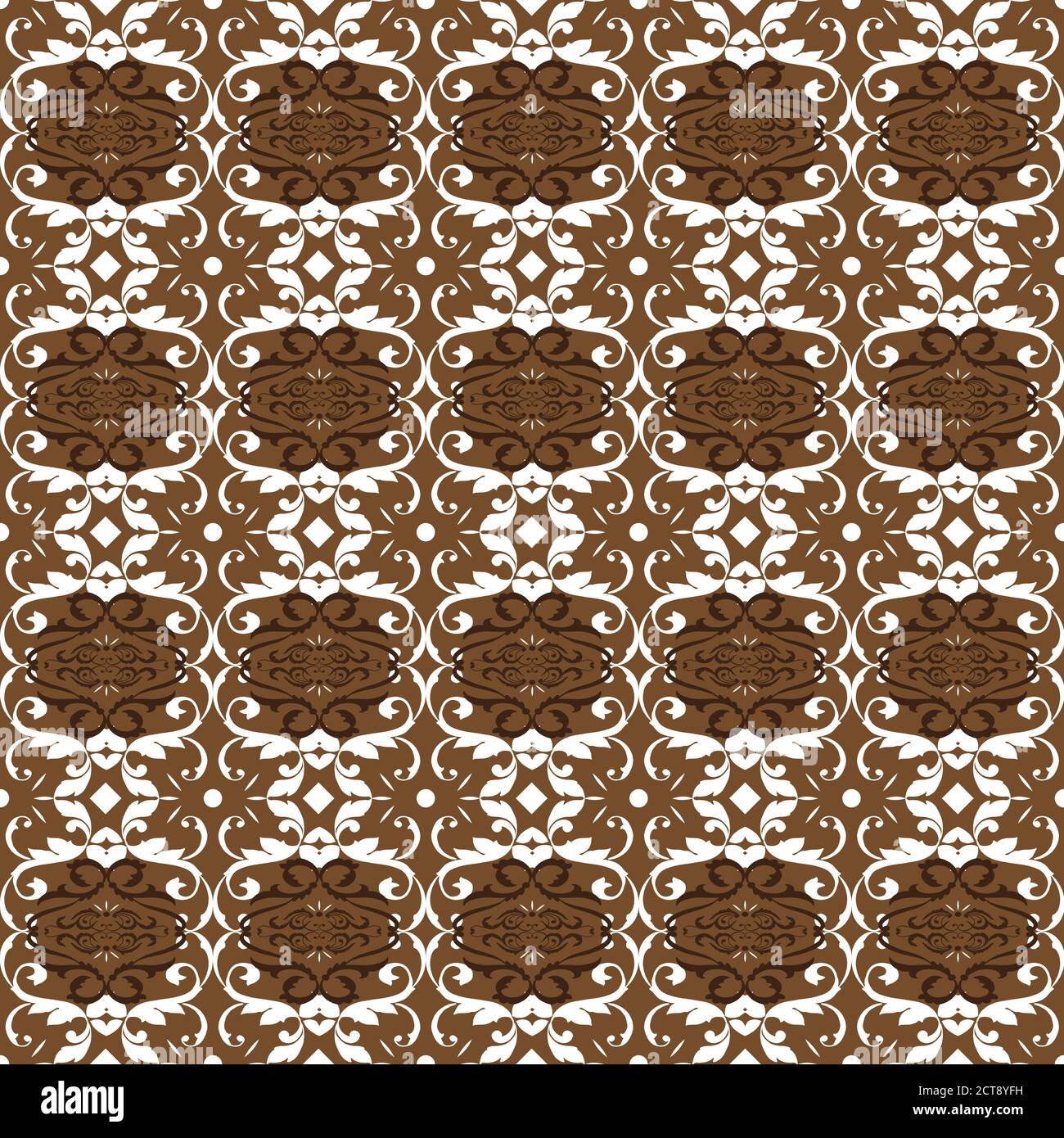 Beautiful traditional batik pattern with white brown color seamless ...