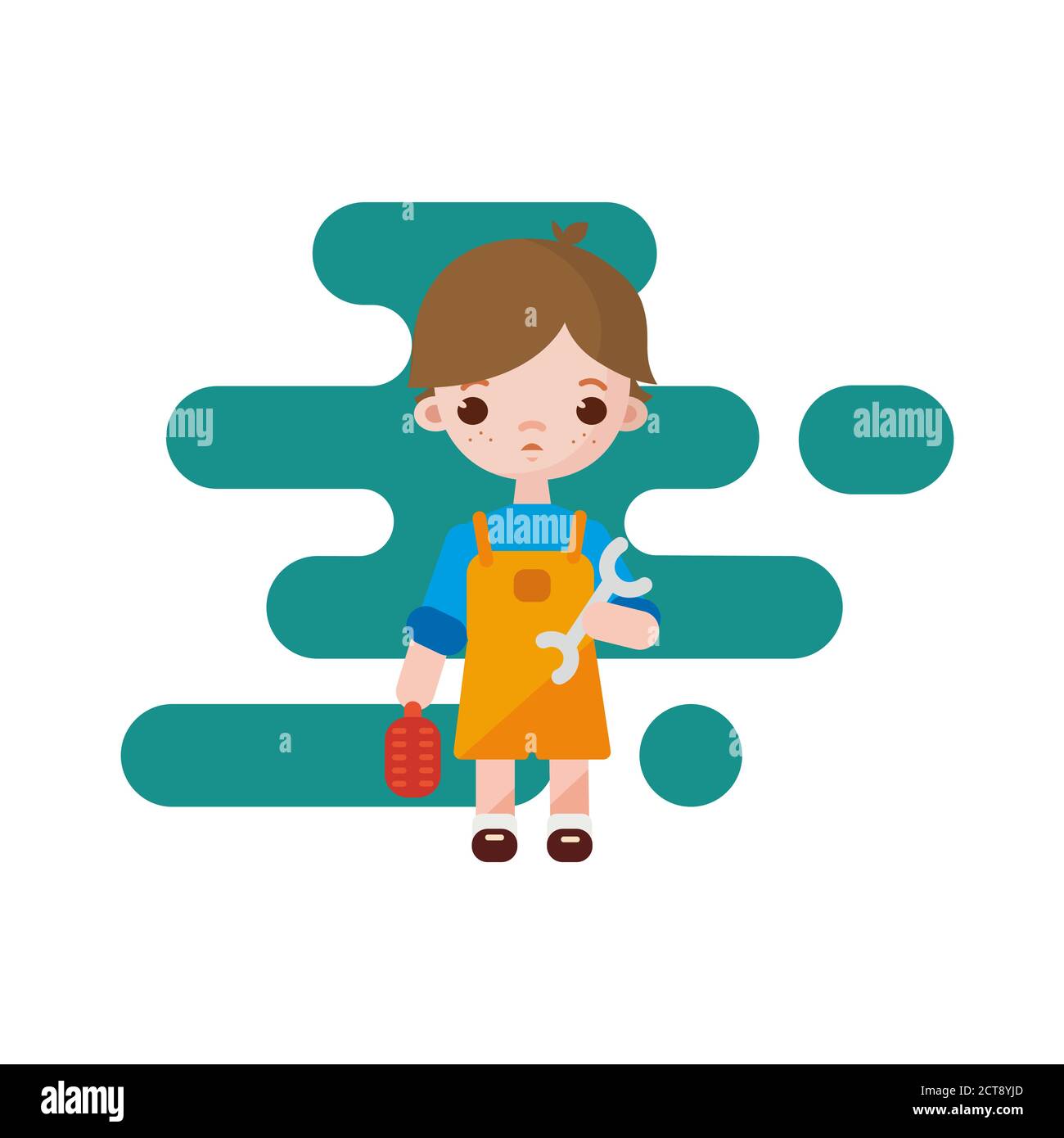 Cute little plumber boy. Plumber boy isolated. Vector illustration ...
