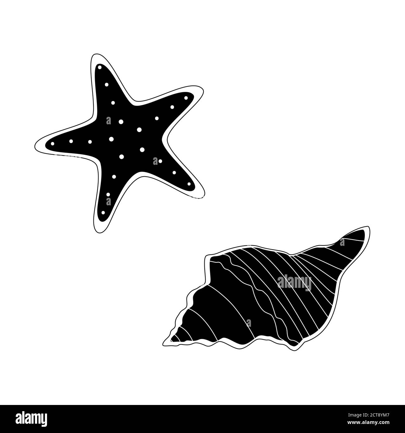 Black sea shells icons vector illustration isolated on white background ...