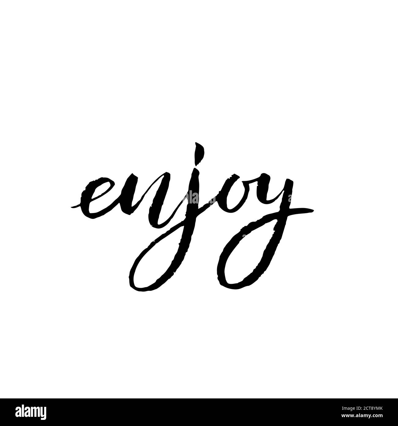 Enjoy. Hand drawn modern brush lettering. Typography banner. Ink vector ...