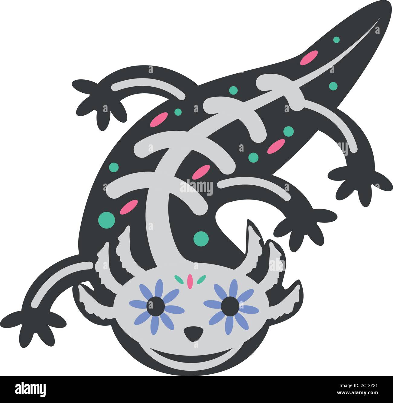 Mexican day of dead lizard skull detailed style icon design, Mexico ...