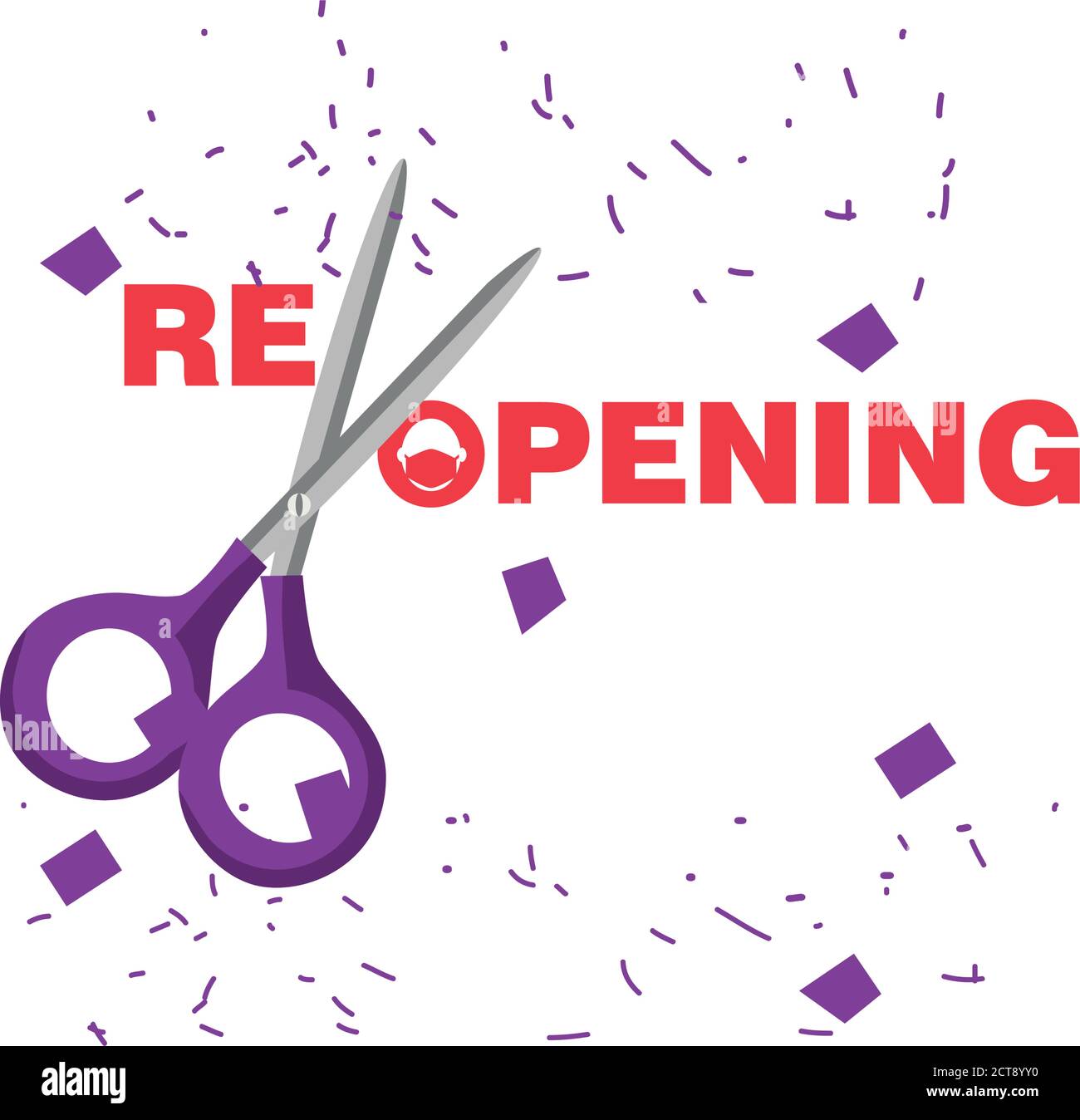 reopening with scissor detailed style icon design of shopping and covid ...