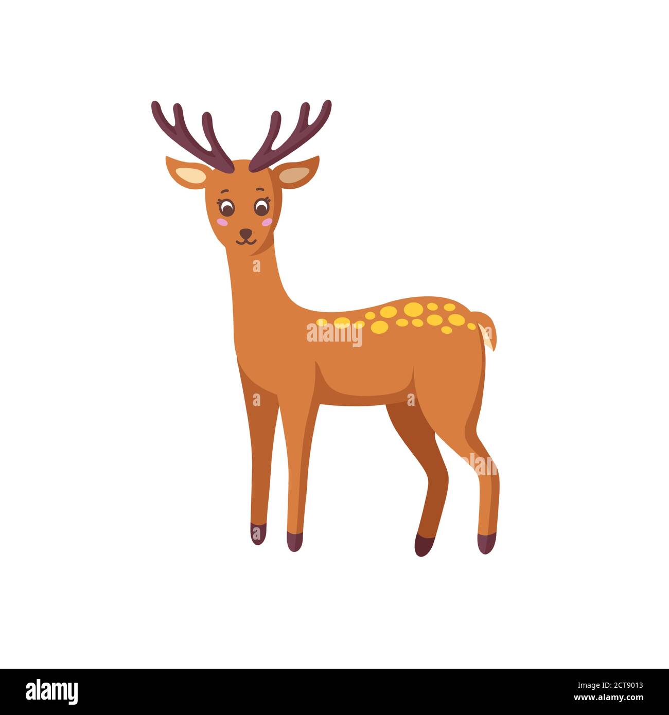 Standing reindeer isolated in white background. Woodland deer in nice ...