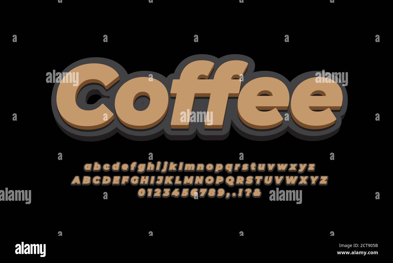 bold 3d black and brown letter number or font effect design Stock ...