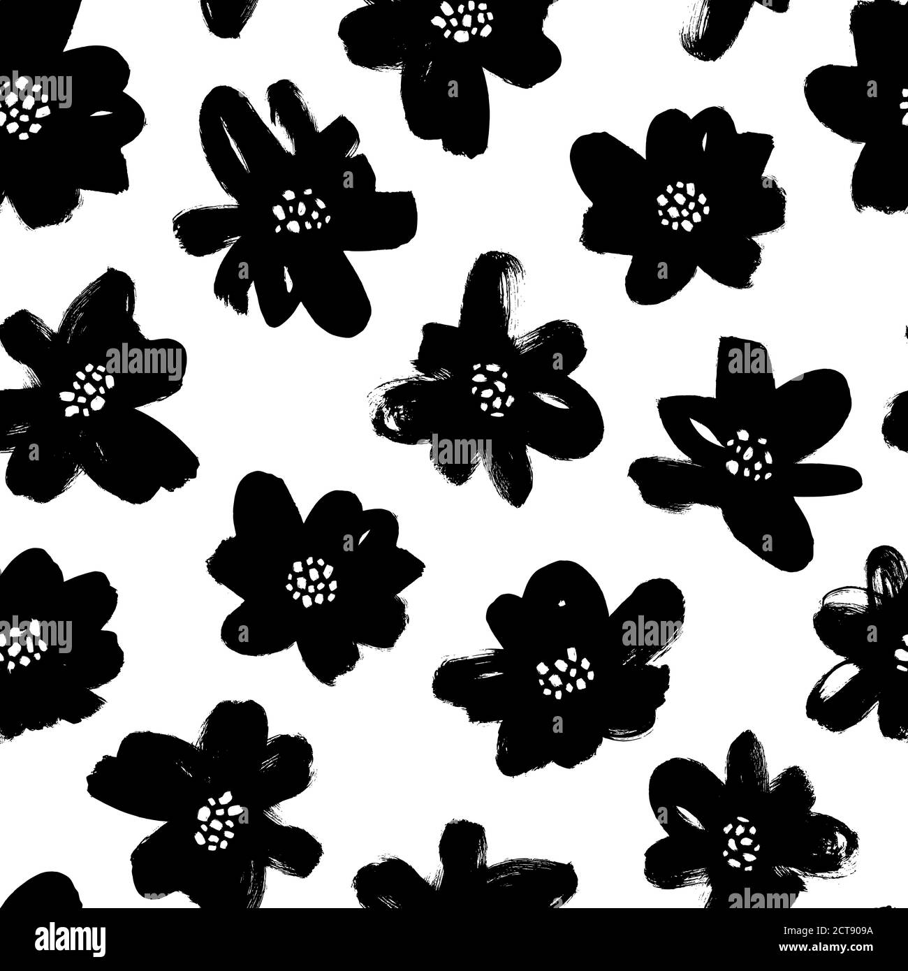 Black abstract flowers vector seamless pattern Stock Vector Image & Art ...