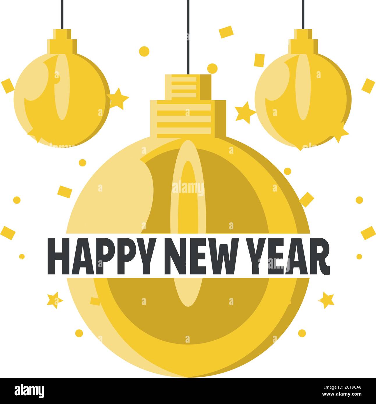 Happy new year with spheres detailed style icon design, Welcome ...