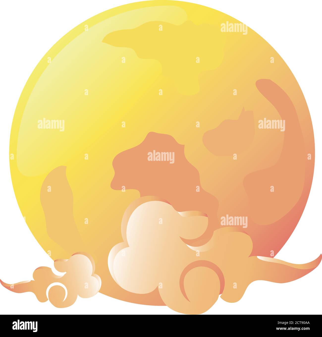 mid autumn festival, moon and clouds on white background vector ...