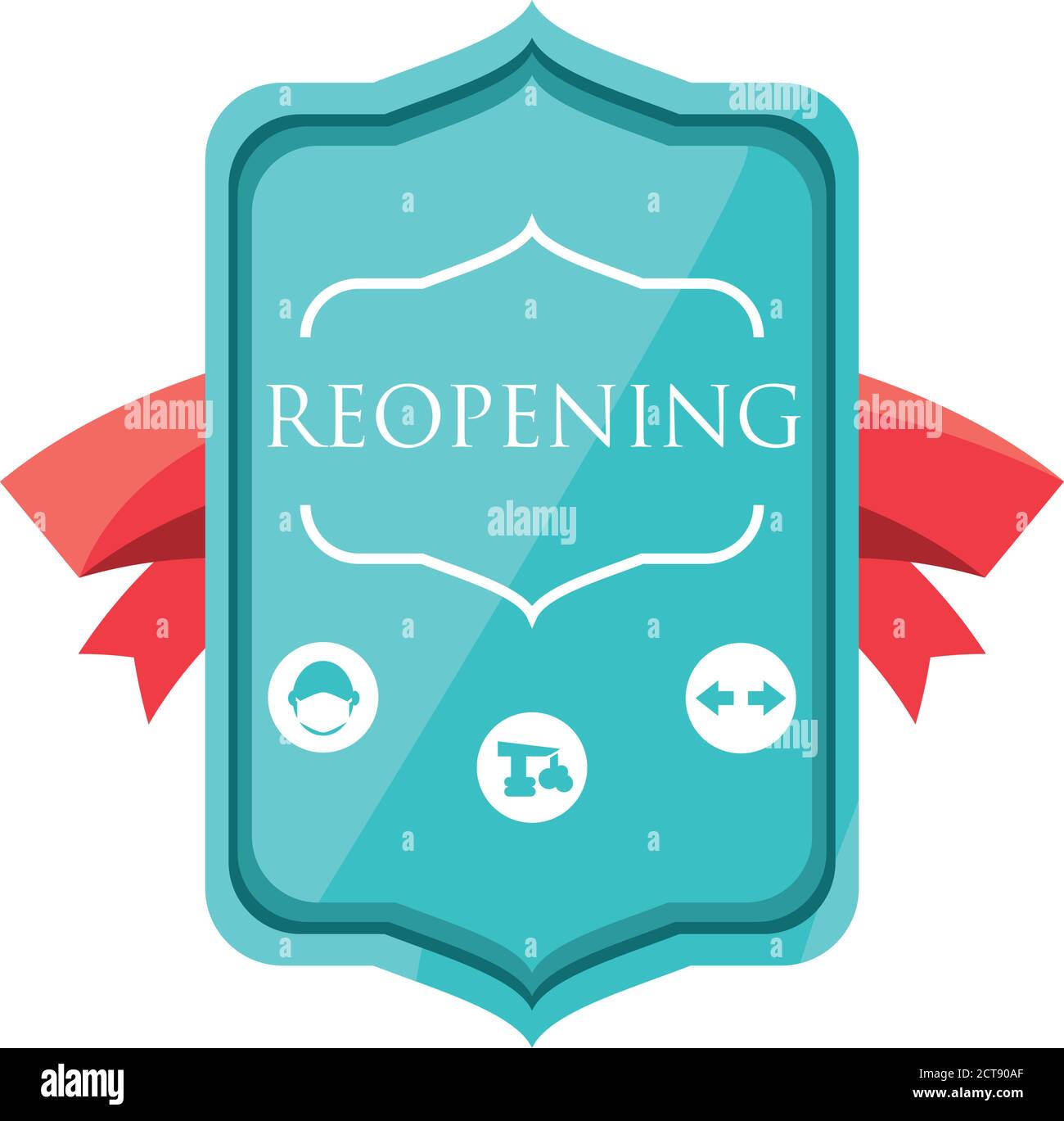 reopening in frame with ribbon detailed style icon design of shopping ...
